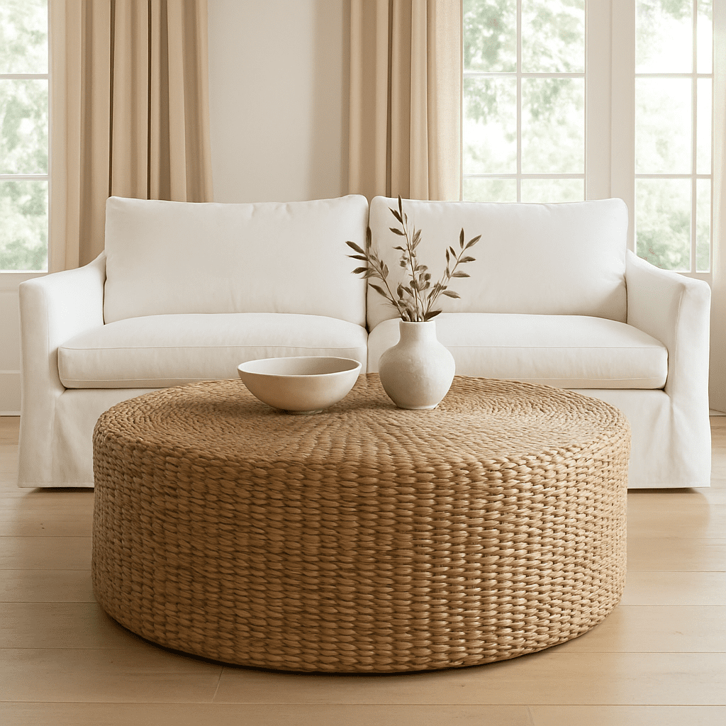 WATER HYACINTH ROUND WOVEN TABLE - Bowhome