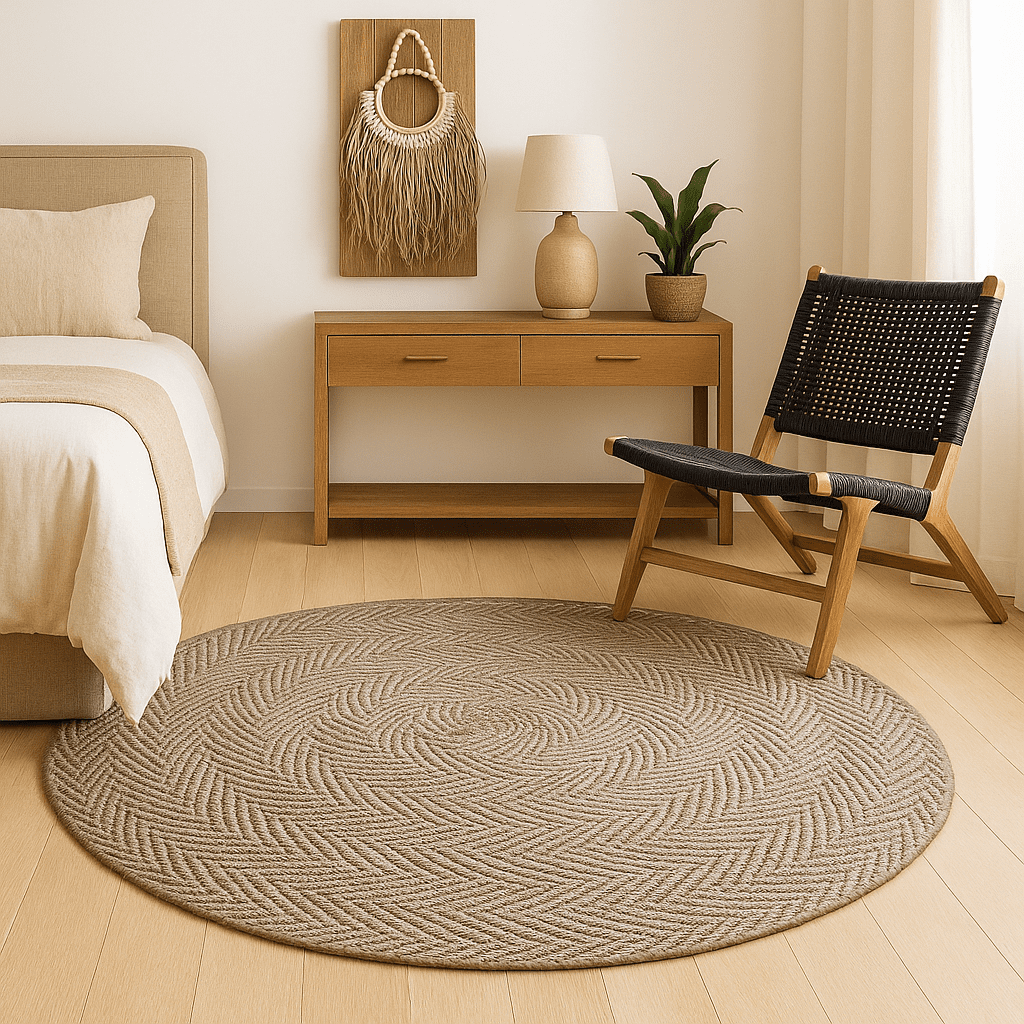 SEAGRASS ZIGZAG ROUND CARPET - Bowhome